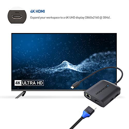 Cable Matters Hub USB C con HDMI 4K, carga de 80 W, Gigabit Ethernet y ...