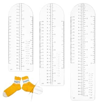 OLYCRAFT Pack of 3 Sock Rulers for Knitting and Crocheting Small Holes ...