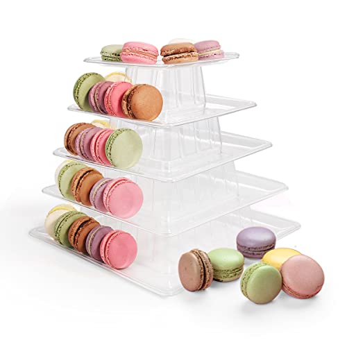 Macarons Tower Stand 5 Tiers Clear Square Cupcake Dessert Display ...