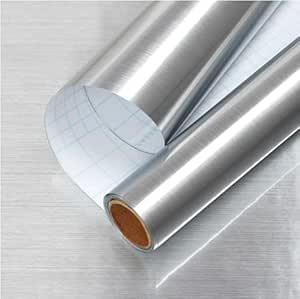 Amazon.com: Gleom Silver Stainless Steel Contact Paper Metal Surface ...