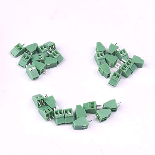 Atoplee 50pcs 2 Pole 2.54mm Pitch PCB Mount Screw Terminal Block ...