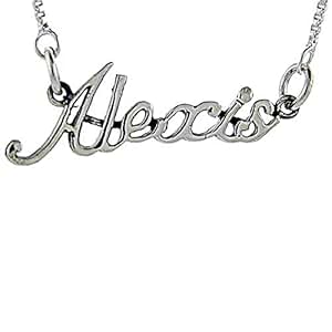 Amazon.com: Sterling Silver Name Necklace Alexis 3/8 Inch, 17 Inches ...