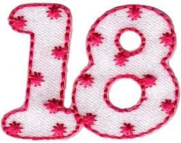 Alphabet Letters, Numbers, Iron on/Applique Motif Number 18 Pink. H ...