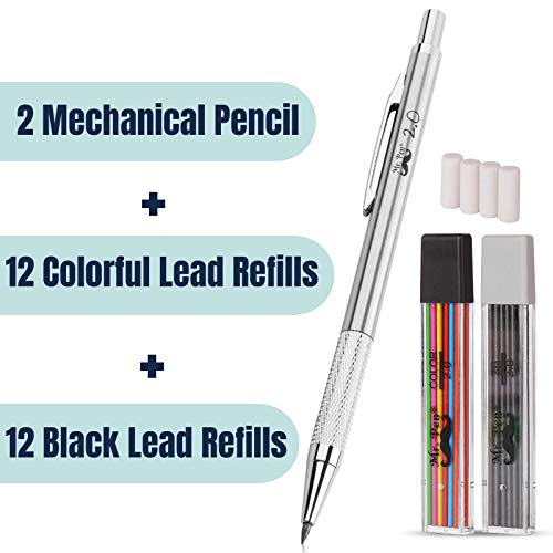 Mr. Pen- Mechanical Pencils 2mm, Metal Mechanical Pencil with 2 Pack of ...