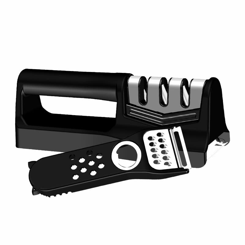 Knife Sharpener for Kitchen | 3-in-1 Knife Sharpener with 6-in-1 ...