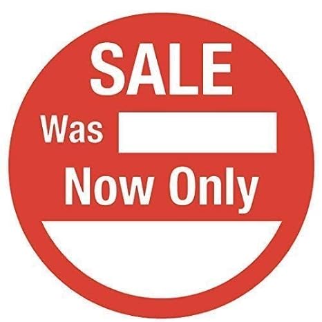 500 - Circular 25mm - Sale was / now only - Red price stickers / labels ...