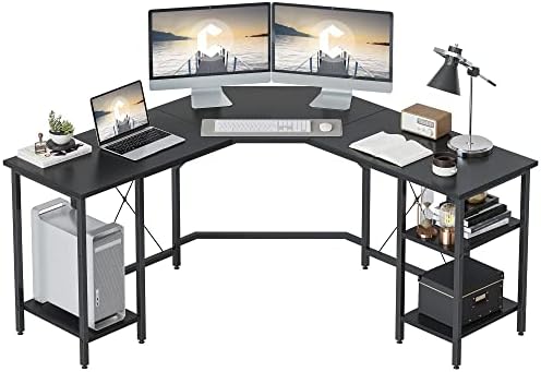 سعر CubiCubi L Shaped Desk with Shleves, 60 Large Corner Desk with Two Storage, Space Saving ...