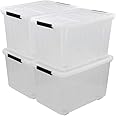 Amazon.com - Callyne 70 L Clear Plastic Large Storage Box with Wheels, Set of 4 LargeLatch ...