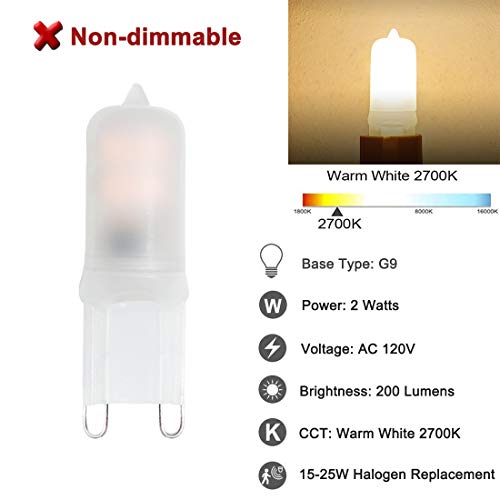 Bayshe G9 LED Bulb 2W,20watt Halogen Equivalent Lights ,2700K Soft Warm White 200lm AC120V G9 Bi ...