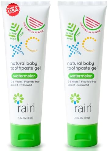 rain Baby Toothpaste 6 to 12 Months - Fluoride Free Tooth Paste Gel for ...