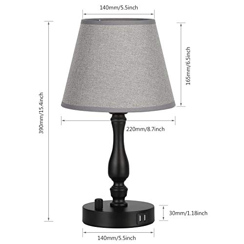 JS NOVA JUNS Set of 2 Table Lamps with 2 USB Charging Ports, Modern ...