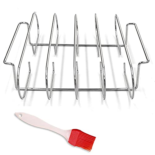 OurWarm Rib Rack for Smoking, Stainless Steel Roasting Stand with Oil ...