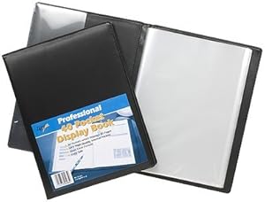 A4 Deluxe Hardback Display Book Black Padded Leather Look Business ...