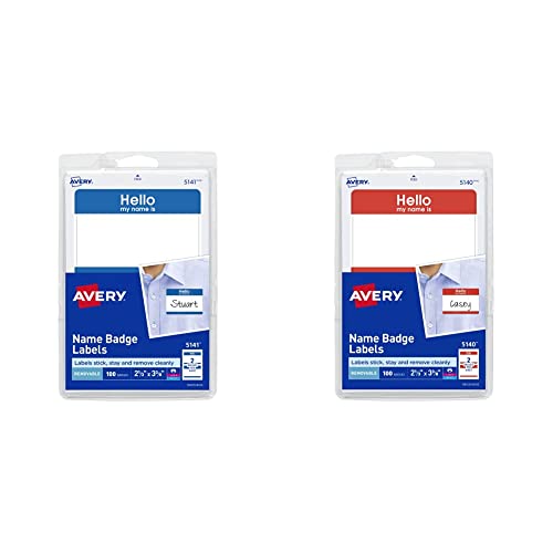 Avery Hello My Name is Name Tags, White with Blue Border, 100 Removable ...