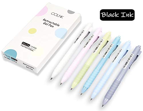 COLNK Retractable Gel Pens, Black Ink, Cute Pens, Pastel Pens Barrel ...