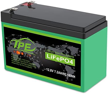 TPE LiFePO4 Lithium Battery, 12V 7.2AH Lithium Iron Phosphate Battery 2500 Deep Cycles Battery ...