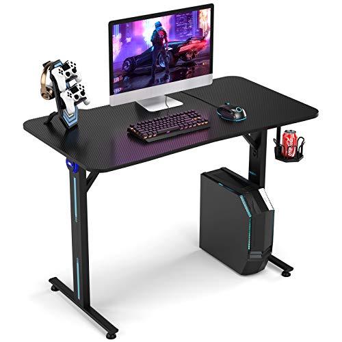 Tangkula Gaming Desk, T-Shaped Computer Desk w/Game Controller Stand ...