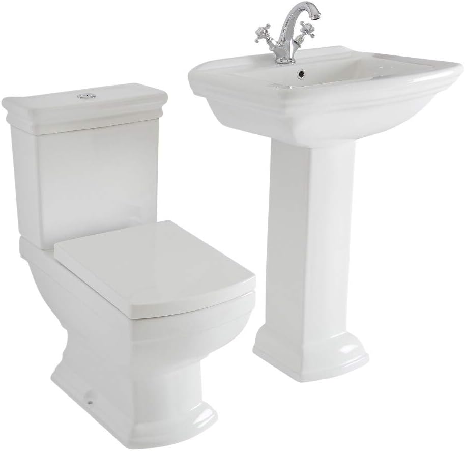 Milano Sandringham - White Ceramic Traditional Close Coupled Toilet WC ...