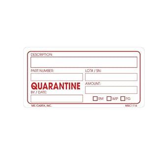 Amazon.com: Quarantine Labels 2 Inch x 4 Inch 500 per Roll: Industrial ...