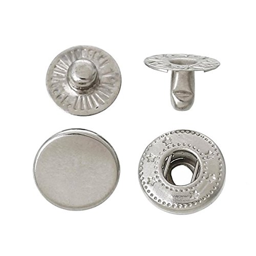 Amazon.com: 120 Sets 10mm Metal Snap Fasteners Press Stud Rounded ...