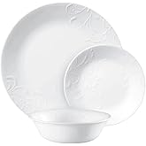 Amazon.com | Corelle Madeline Embossed 12 Piece White Dinnerware Set ...