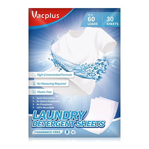 Vacplus Laundry Detergent Sheets Natural - (60 Loads) 30 Sheets ...