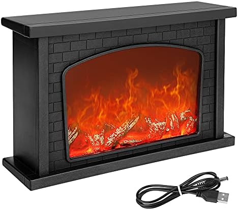 Fireplace Lamp Led Flame Log Effect Rectangle Fire Place Lantern USB ...