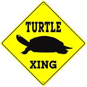 Amazon.com: Turtle Crossing Xing Metal Tin Funny Road Sign: Garden ...