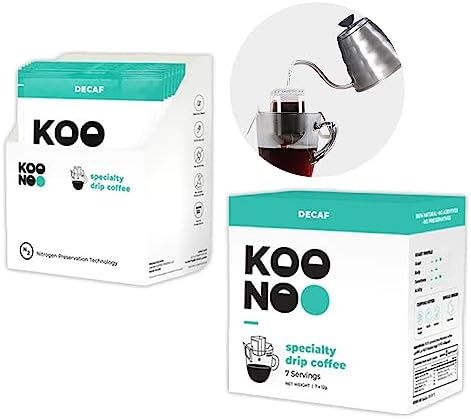 KOONOO Decaf | Medium Roast | 7 x 12g Sachets | Specialty Drip Coffee ...
