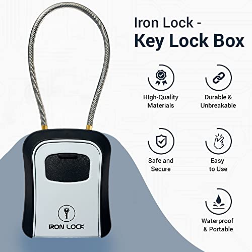 Iron Lock® Portable and Wall Mounted Cable Shackle Key Lock Box Indoor ...