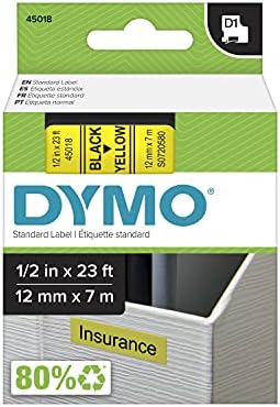 DYMO Standard D1 43610 Labeling Tape (Black Print on Clear Tape, 1/4 ...