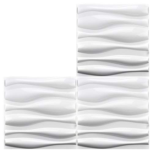 Art3d Durable Plastic 3D Wall Panel PVC Wave Wall Design, White, 12 ...