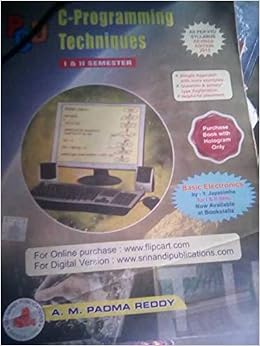 Amazon.in: Buy C programming by padma reddy Book Online at Low Prices in India | C programming ...