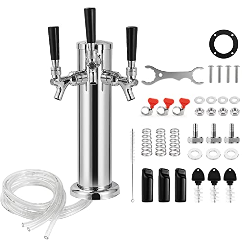 Dbgogo Triple Tap Draft Beer Tower, Stainless Steel 3'' Flange Brewing ...
