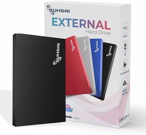 SUHSAI External Portable Hard Drive 320GB USB 2.0 HDD Storage and Backup Hard Disk Memory ...