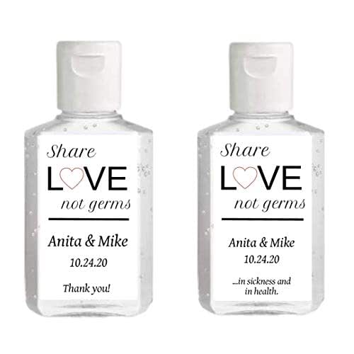 Amazon.com: Share Love Not Germs Hand Sanitizer Label | Sheet of 20 ...