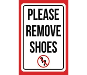 Amazon.com : Please Remove Shoes Print Red Black White Picture Symbol ...