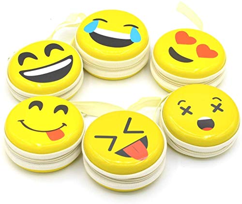 CrazyGifts Smiley Emoji Metal Tin Earphone Pouch Case Box for Coins and ...