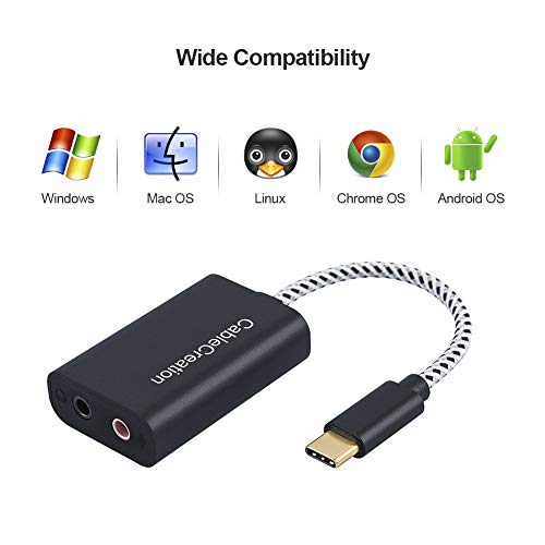 USB-C Microphone Adapter, CableCreation Type C External Stereo Sound Card with 3.5 mm Audio Jack ...