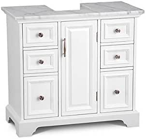 DermaPad Pedestal Sink Cabinet with Marble Top - Arrives Fully ...