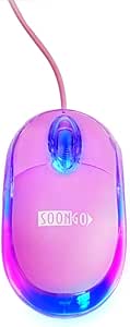 Mini Optical Wired Ergonomic Mouse LED Light Pink Computer Notebook ...
