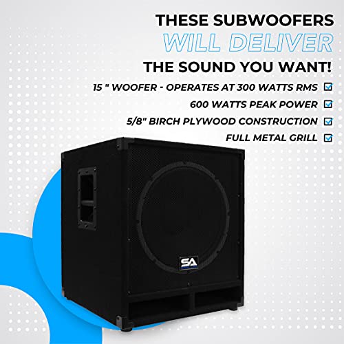 Seismic Audio Speakers Baby Tremor PW Powered Active 15" Subwoofer Cabinet, 300 Watts RMS, PA/DJ ...