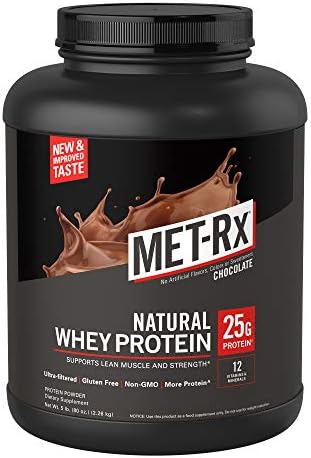 MET-Rx Natural Whey Protein Powder, Chocolate Protein Powder, 5 Lb ...