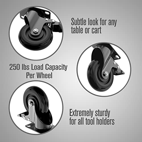 Houseables Caster Wheels, 4 Inch, Set of 4 Heavy Duty Swivel Casters ...