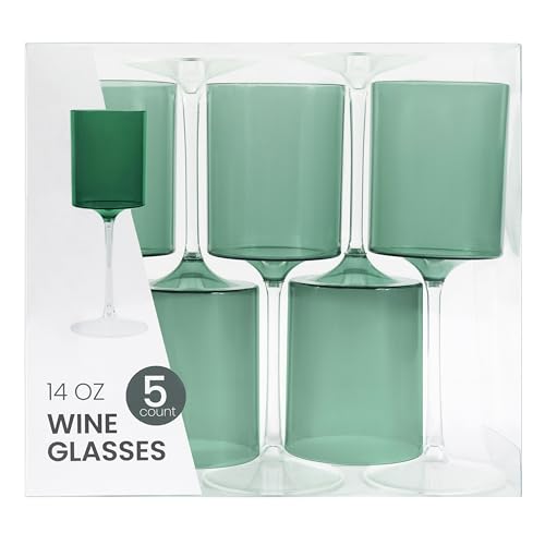 PLASTICPRO 10 Pack Plastic Wine Goblets 14 oz Two Tone Elegant ...