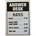 Amazon.com: Creative Tin Sign Answer Desk Rates Funny Novelty Metal ...