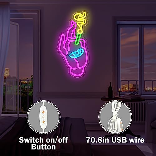 Hand Eye Neon Sign Hamsa Neon Lights Signs Evil Eye Hand Dimmable LED ...