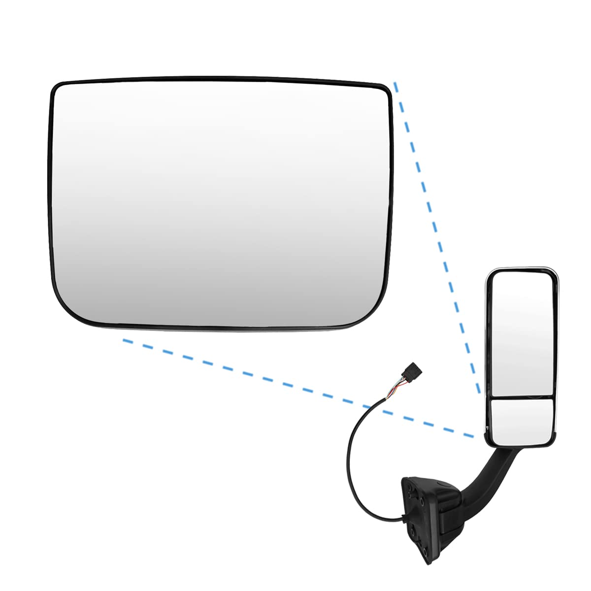 YUANJUFITT Heated Lower Mirror Glass for Freightliner Cascadia 2008 ...
