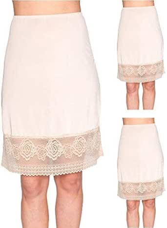 Free to Live 3 Pack Women's Knee Length Floral Lace Half Slips at ...