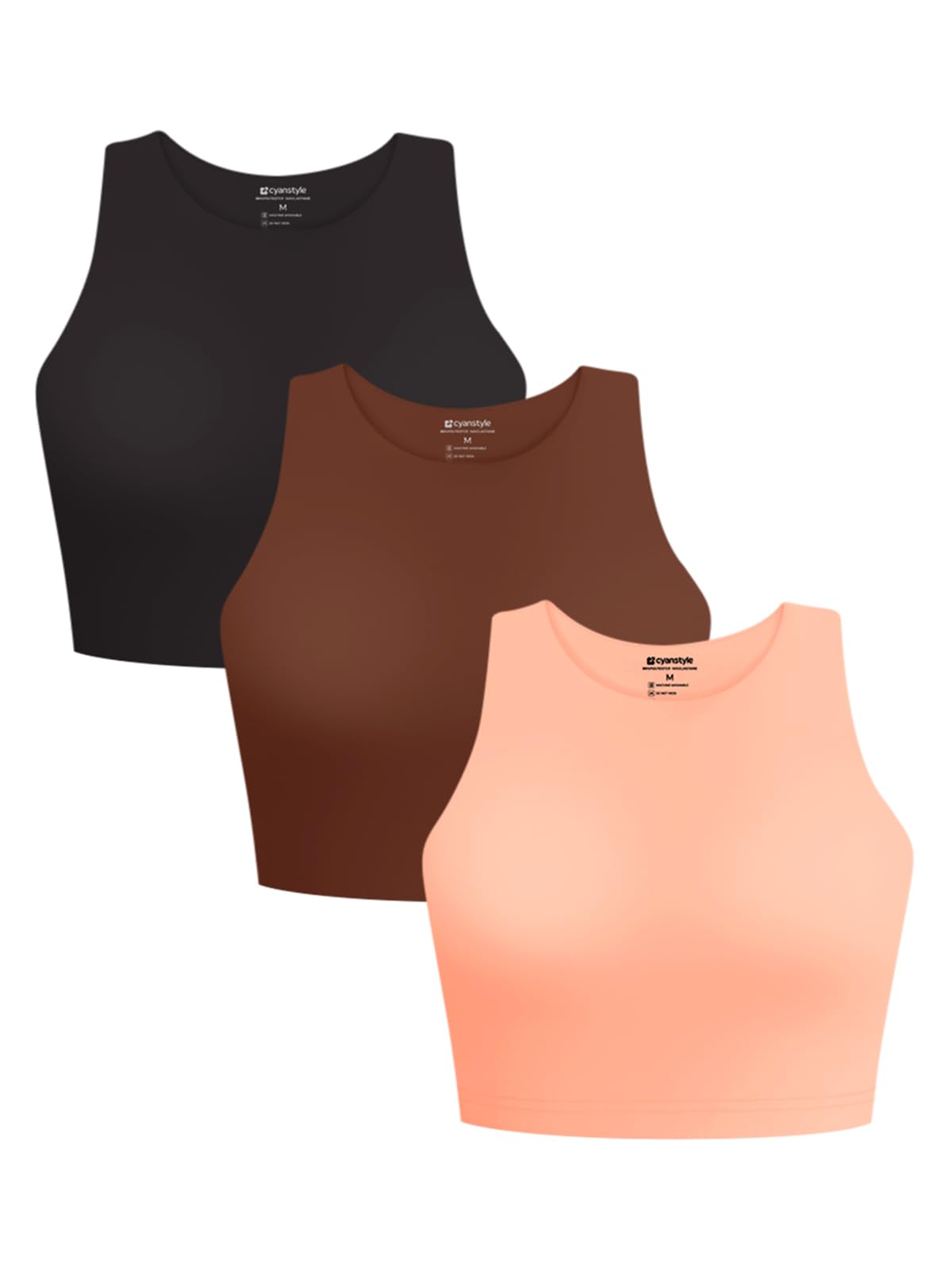 Cyanstyle 3 Piece Halter Neck Tank Tops for Women Cute Sleeveless ...